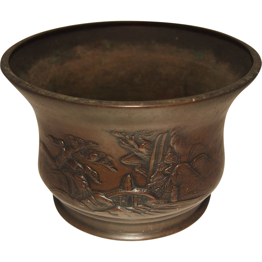 Vintage Japanese Bronze Pot from randgantiquesshoppe on Ruby Lane