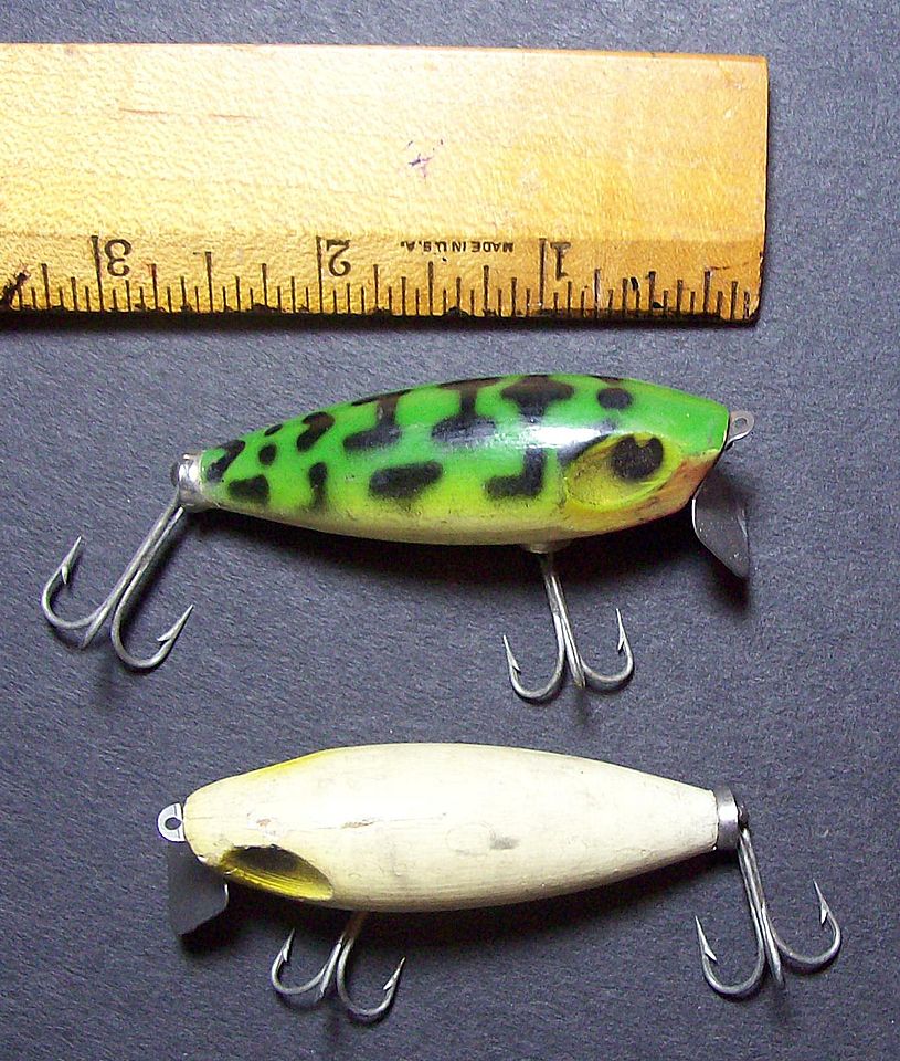 Vintage Hand Painted Wood Fishing Lures with Metal Lips