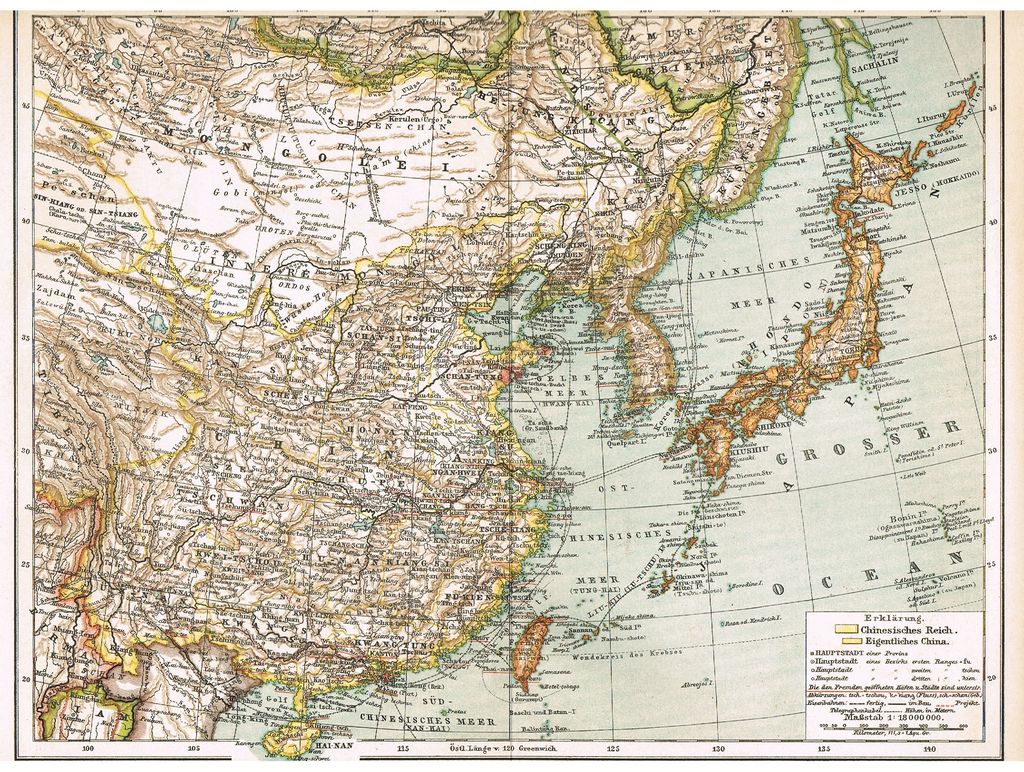 China, Korea and Japan. Antique Map from 1898 from curioshop on Ruby Lane