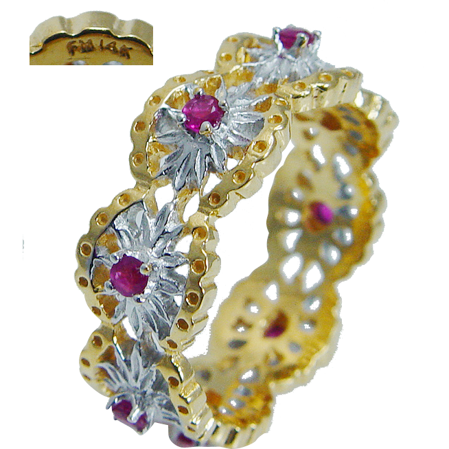 Franklin Mint 14K Yellow Gold Ruby Eternity Band Ring Vintage Jewelry ...